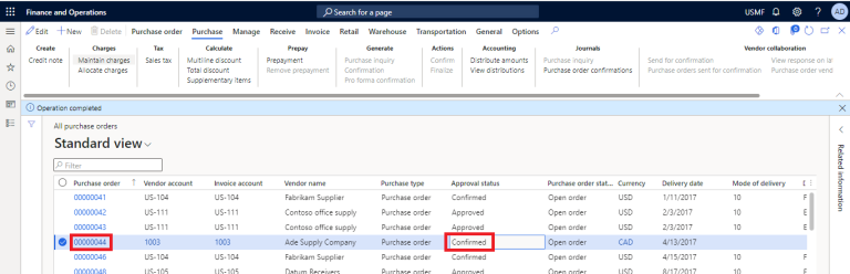 Purchase order confirmation using X++ code - Omar Iqbal's Blog